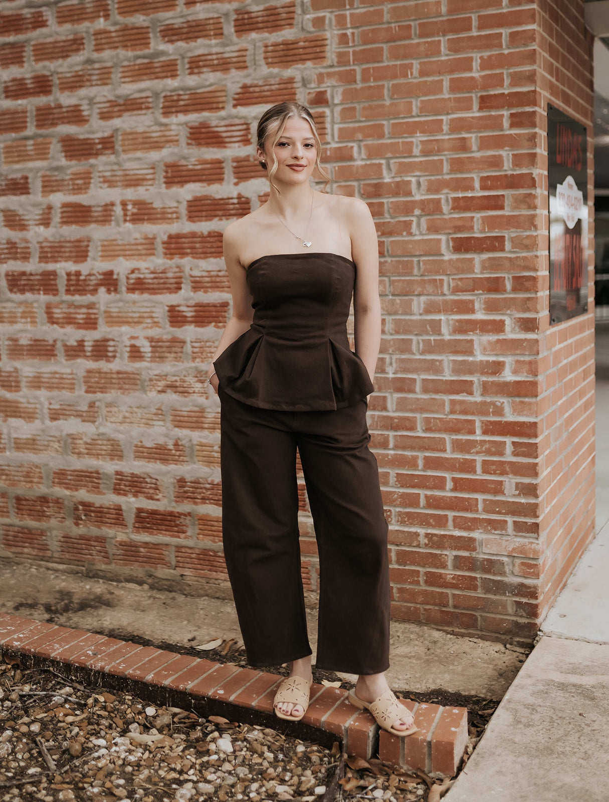 Dark Brown Strapless Top and Barrel Pant Set IST26128 – Southern Soule ...